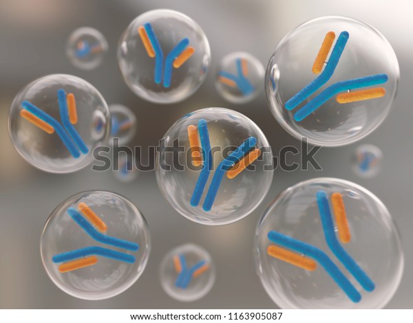 3d rendering of antibody Immunoglobulin molecule background.
