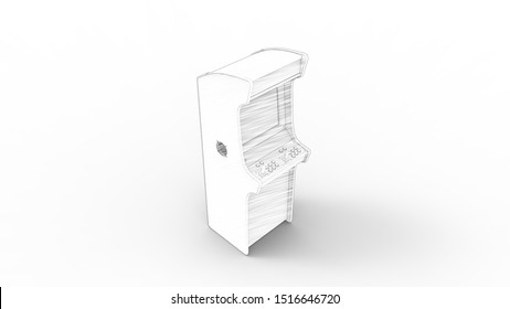3d Rendering Arcade Machine Line Drawing Stock Illustration 1516646720 ...