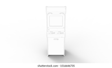 3d Rendering Arcade Machine Line Drawing Stock Illustration 1516646735 ...