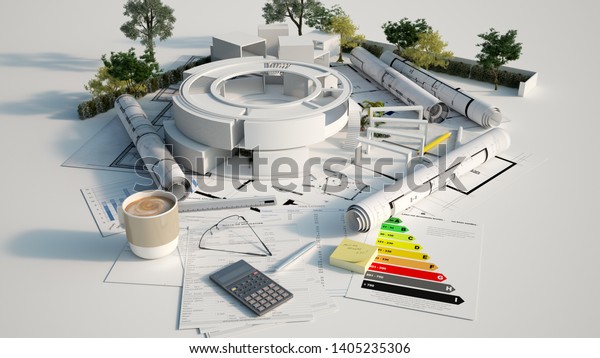 3d Rendering Architecture Model Circular Building Stock Illustration ...