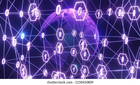 3d Rendering Artistic Infographics Binary Numbers Stock Illustration ...