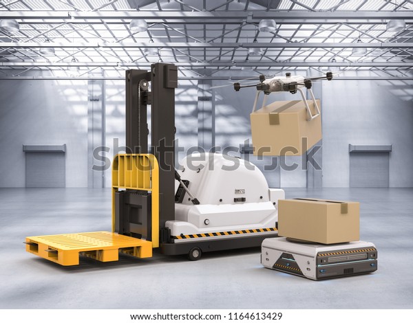 3d Rendering Automatic Forklift Warehouse Robot Stock Illustration ...