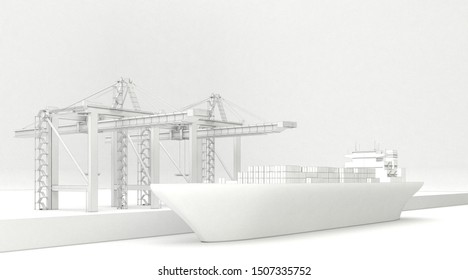 3d Rendering Background Container Terminal Stock Illustration ...