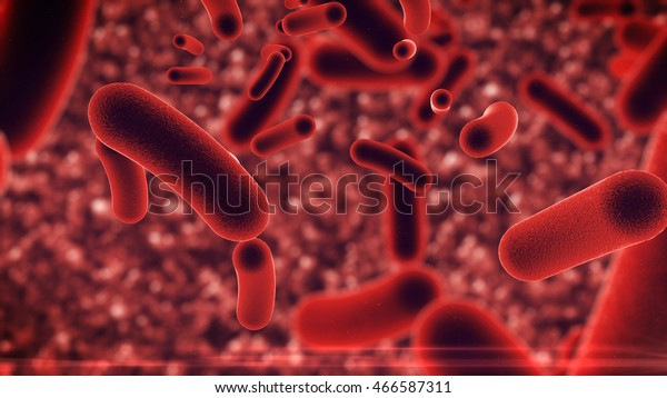 Renderizado 3D de la infección bacteriana bajo el microscopio.