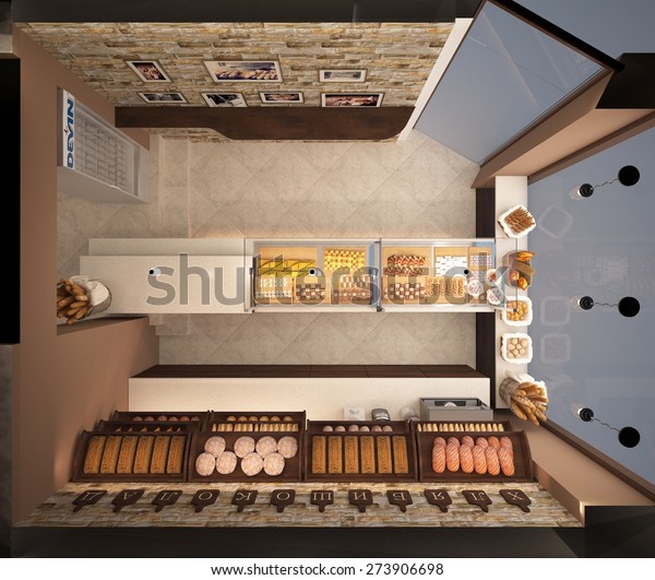 3d Rendering Bakery Interior Design Top Stock Illustration 273906698 ...