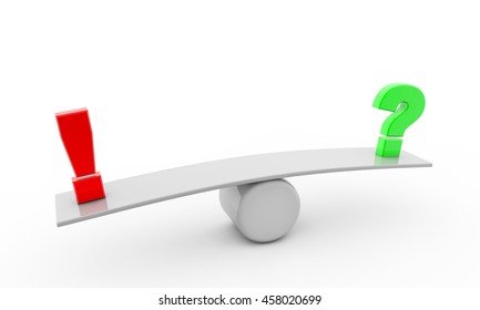 3d Rendering Balance Questionmark Exclamation Mark Stock Illustration ...