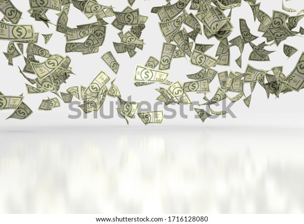 3d Rendering Banknote Symbol Falling White Stock Illustration ...