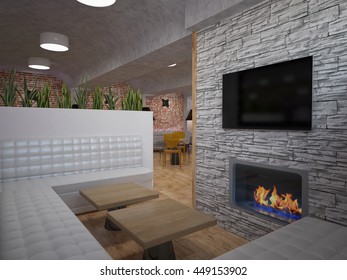 3d Rendering Bar Dinner Interior Design Stock Illustration 449153902 ...