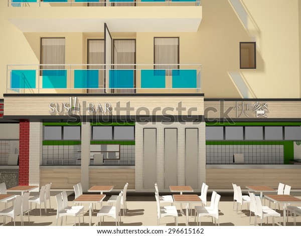3d Rendering Bar Facade Exterior Design Stock Illustration 296615162 ...