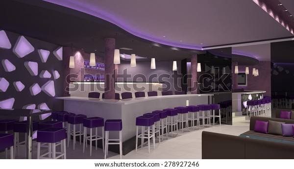 3d Rendering Bar Interior Design 스톡 일러스트 278927246