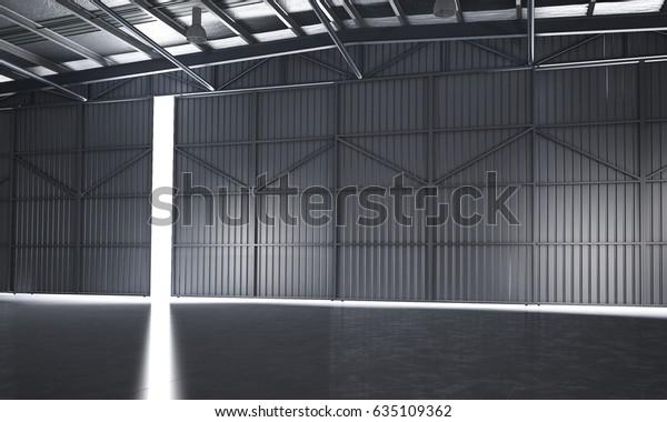 3d Rendering Beautiful Empty Warehouse Stock Illustration 635109362