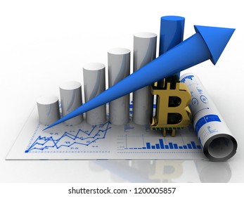 3d Rendering Bitcoin Sign Graph Stock Illustration 1200005857 ...