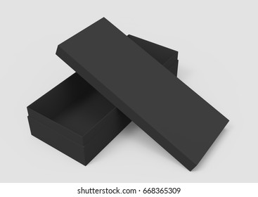 3d Rendering Black Blank Half Open Stock Illustration 668365309 ...