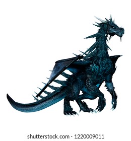 3d Rendering Black Fantasy Dragon Isolated Stock Illustration ...