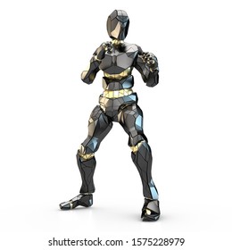 3d Rendering Black Humanoid Robot Posing Stock Illustration 1575228979 ...