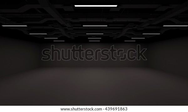 3d Rendering Black Wall Studio Ceiling Stock Illustration 439691863 ...