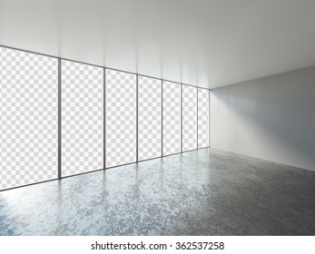3d Rendering Blank Interior Large Windows Stock Illustration 362537258 ...