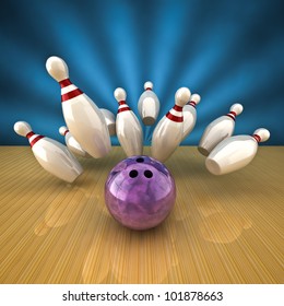 3d Rendering Bowling Strike Stock Illustration 101878672