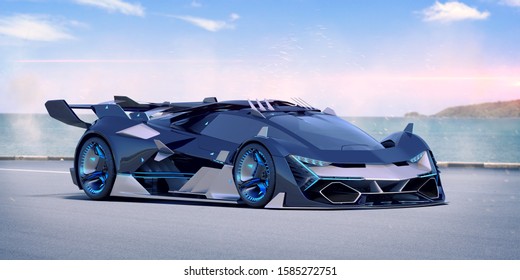 3d Rendering Brandless Generic Concept Car Stock Illustration 1585272751