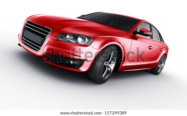 3d Rendering Brandless Generic Red Car Stock Illustration 117299389