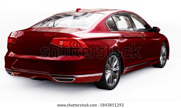 3d Rendering Brandless Generic Red Car Stock Illustration 1843851292