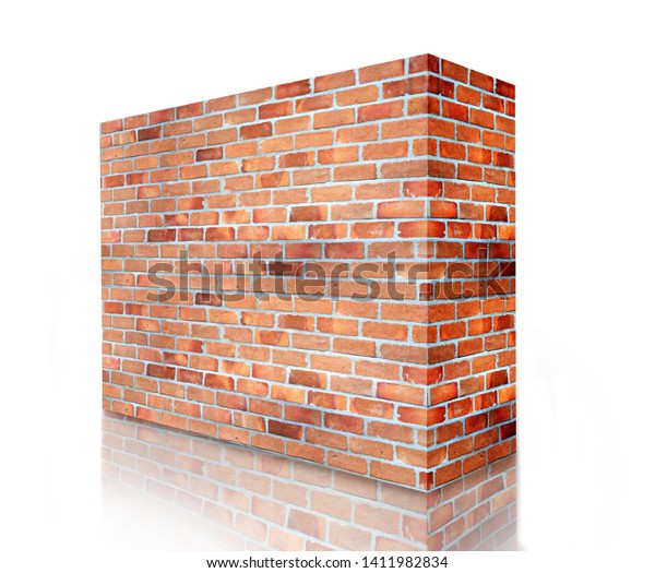 3d Rendering Brick Wall On White Stock Illustration 1411982834