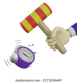 3d Rendering Broken Clock Being Hit Stock Illustration 2171034649 ...