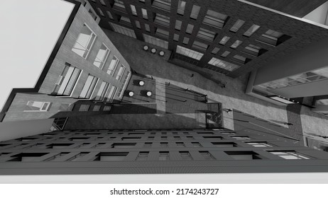 3d Rendering Building Top View Roof Stock Illustration 2174243727 ...