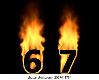 3d Rendering Burning Numbers Six Seven Stock Illustration 2059441784 ...