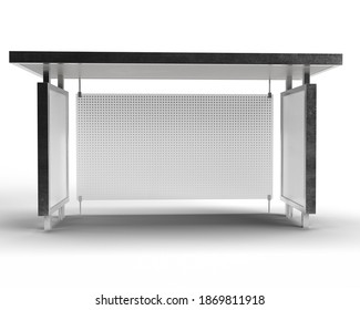 3d Rendering Bus Stop Front View Stock Illustration 1869811918 ...