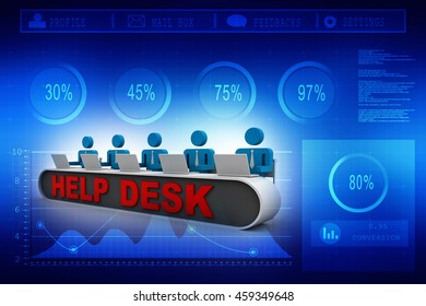 3d Rendering Business Presentation Help Desk Stock Illustration ...