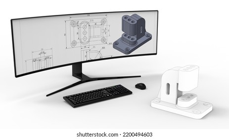 3d Rendering Cad Mechanical Design Stock Illustration 2200494603 ...