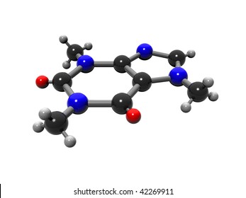 3d Rendering Caffeine Molecule Isolated On Stock Illustration 42269911 ...