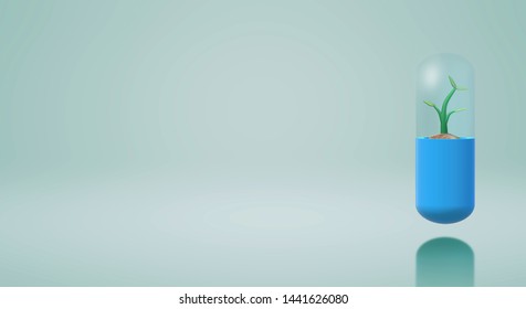 3d Rendering Capsule Tree Sapling Medicine Stock Illustration ...