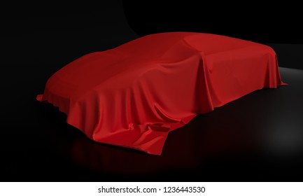Ilustrasi Stok 3d Rendering Car Covered Red Velvet 1236443530 ...