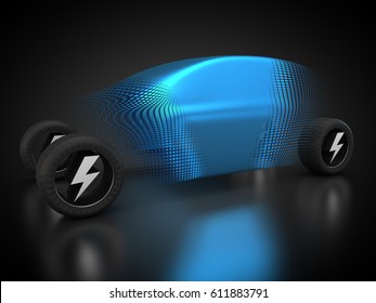 3d Rendering Car Powered By Electricity Stock Illustration 611900045