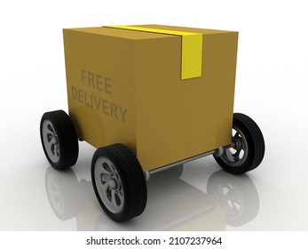 3d Rendering Cardboard Boxes On Wheel Stock Illustration 2107237964 ...