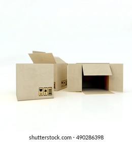 3d Rendering Cardboard Boxes On White Stock Illustration 490286398 ...