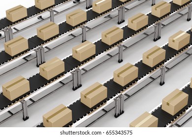 3d Rendering Carton Boxes On Conveyor 스톡 일러스트 649873051 | Shutterstock