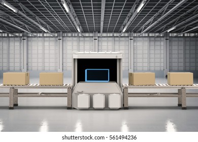 3d Rendering Carton Boxes Scanner Factory Stock Illustration 561494236 ...