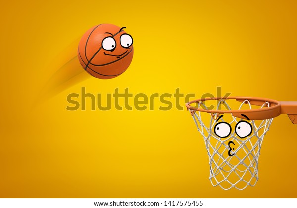 3d Rendering Cartoon Smiley Face Basketball Stock Illustration ...