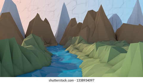 3d Rendering Cartoon Style Low Ploy Stock Illustration 1338934097 ...