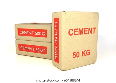 3d Rendering Cement Bag On White Stock Illustration 653777788