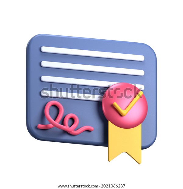 3d Rendering Certificate Icon Simple Certificate Stock Illustration ...