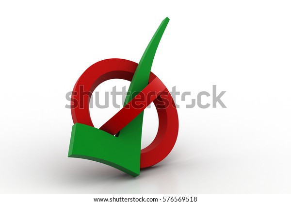 3d Rendering Check Mark Prohibition Sign Stock Illustration 576569518 ...