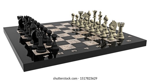 3d Rendering Chess Board Reflective Marbleisolated Stock Illustration ...
