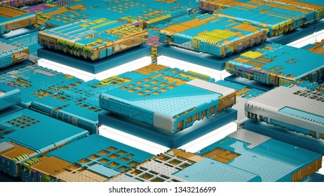 3d Rendering Chips On Light Cubes Stock Illustration 1343216699 ...