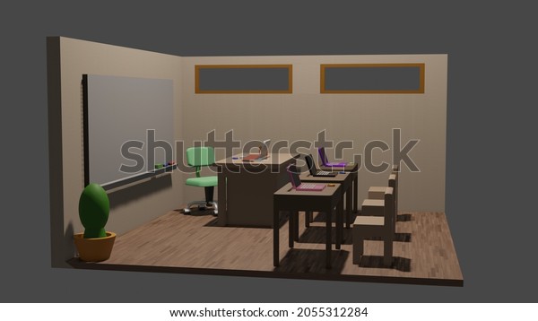 3d Rendering Classroom Perfect Scene Background Stock Illustration ...