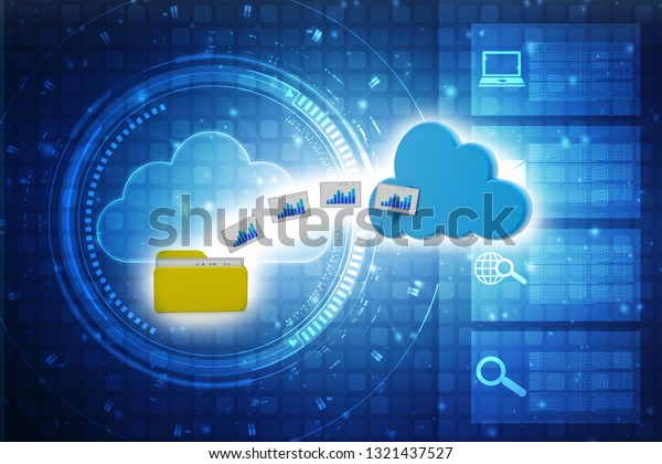 3d Rendering Cloud Computing Concept Cloud Stock Illustration 1321437527
