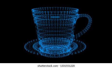 3d Rendering Coffee Cup Wireframe High Stock Illustration 1331551220 ...